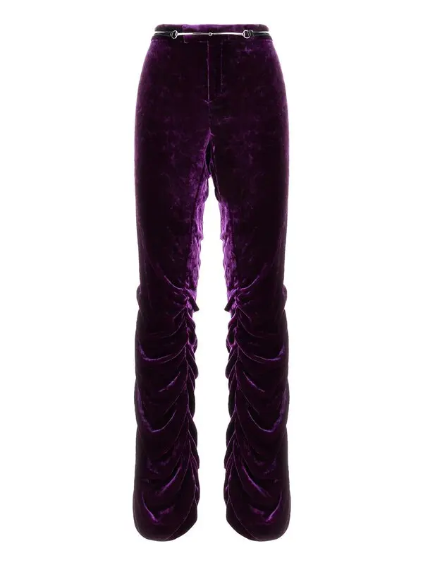 Gucci Velvet Ruched Trousers - Multicolor