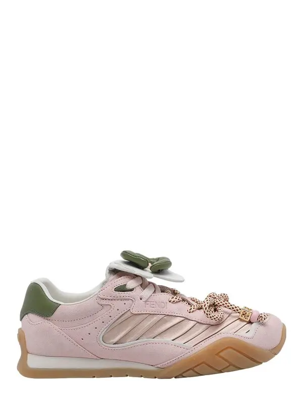 Fendi Fabric And Calf Leather Wave Sneakers - Pink