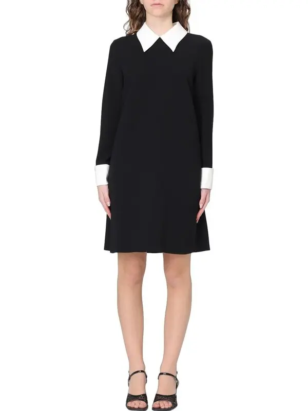 Max Mara Dress With White Collar And Cuffs - Black