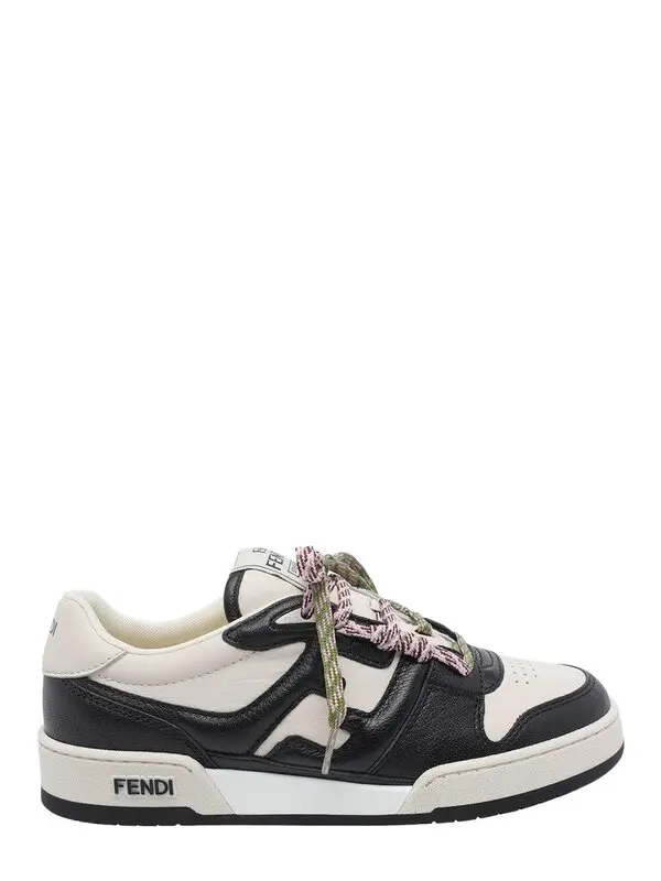 Fendi Calf Leather Color Block Sneakers - Black