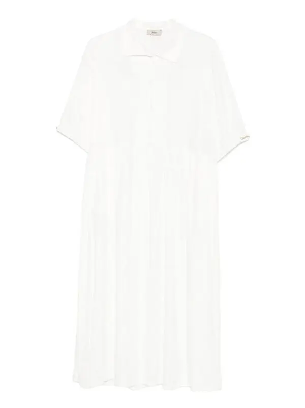 Herno Linen Blend Gathered Dress - Cream