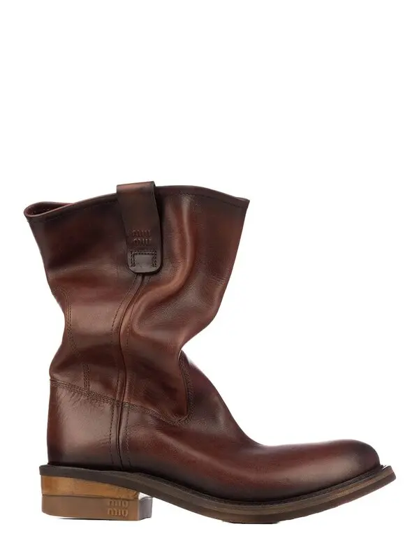 Miu Miu Leather Ankle Boots - Multicolor