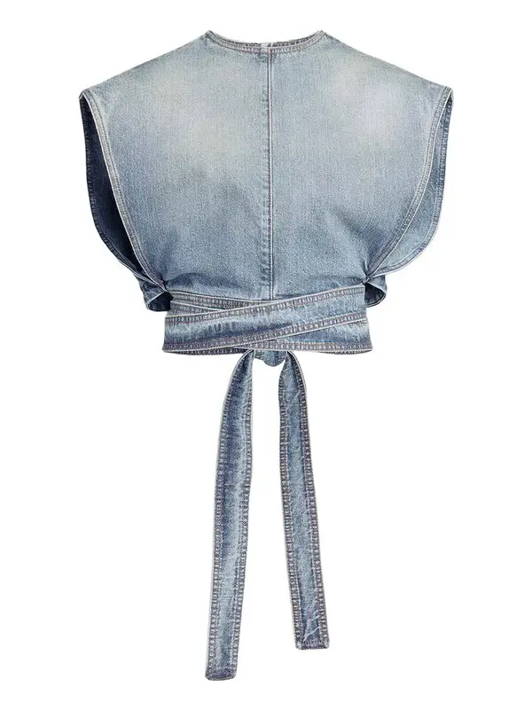 Alaïa Belted Denim Top - Multicolor