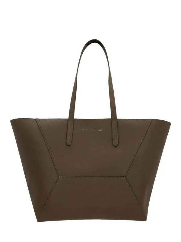 Brunello Cucinelli Duo Hammered Leather Shoulder Bag - Multicolor