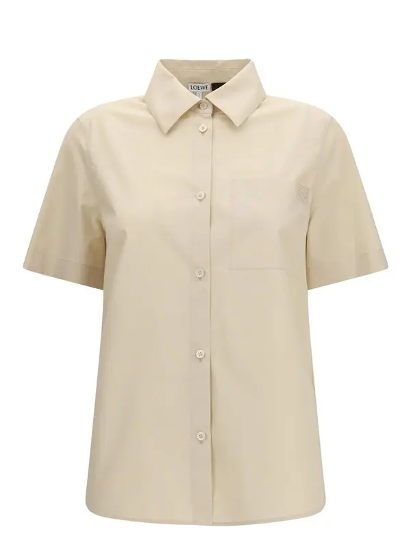 Loewe Short Sleeve Shirt With Embroidered Anagram - Cream