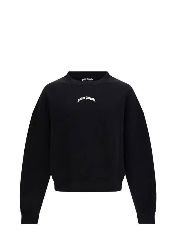 Palm Angels Back Curved Logo Sweatshirt - Black
