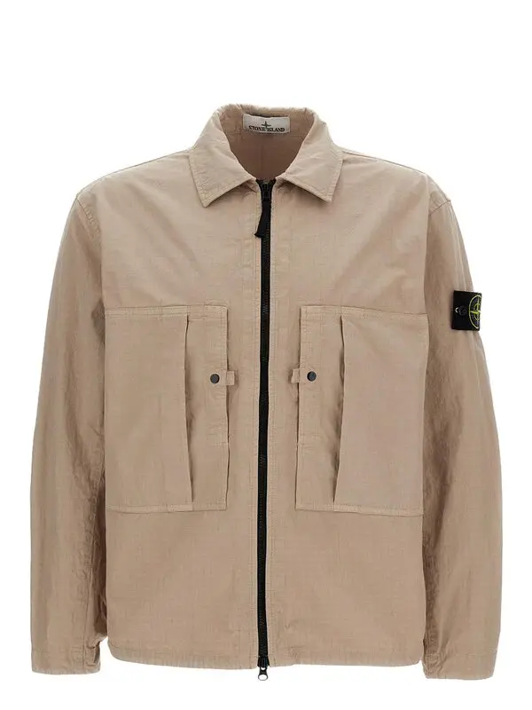Stone Island Zip Up Overshirt - Multicolor