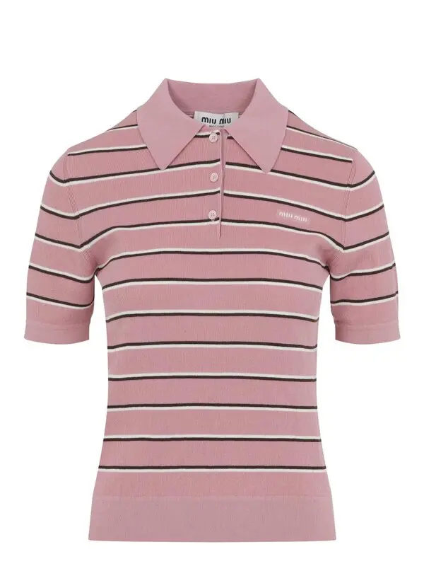 Miu Miu Striped Cotton Polo - Multicolor