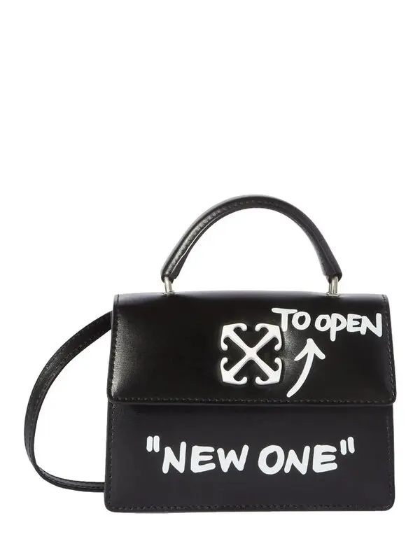Off-White Leather Tote Bag - Black