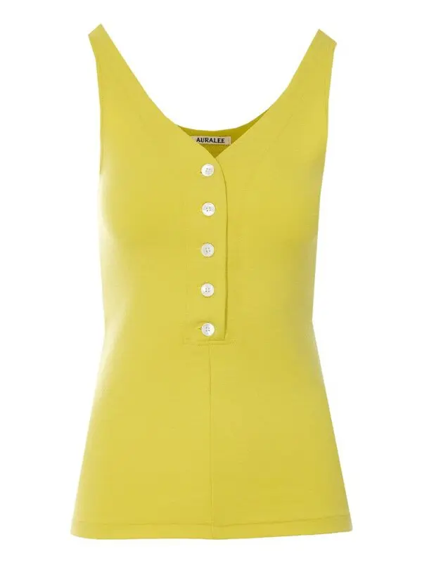 Auralee Sleeveless Wool Stretch Top - Yellow