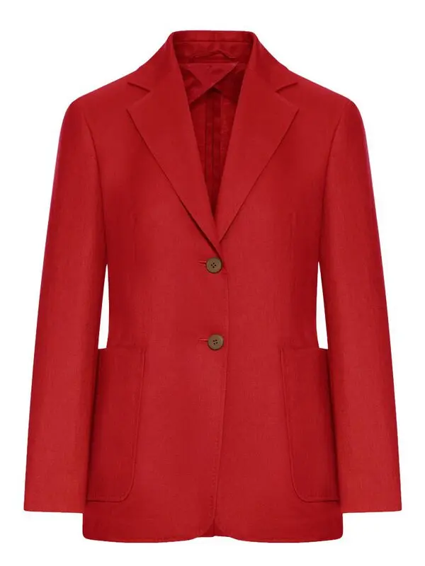 Max Mara Single-breasted Volonta Jacket In Rosso Linen - Multicolor