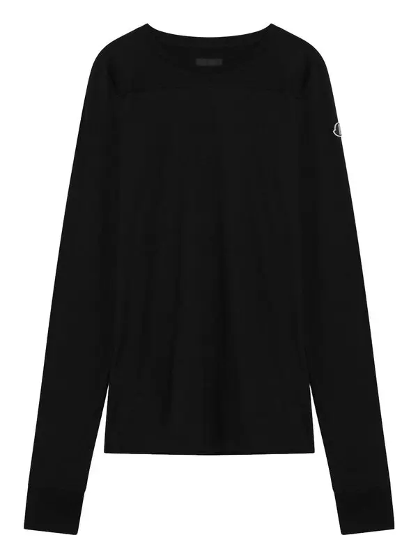 Moncler Cotton Ribbed Long Sleeve Sweater - Black