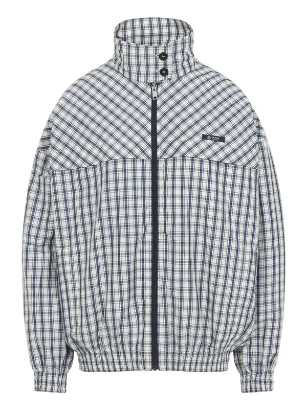 Prada Checked Cotton Blend Blouson Jacket - Blue