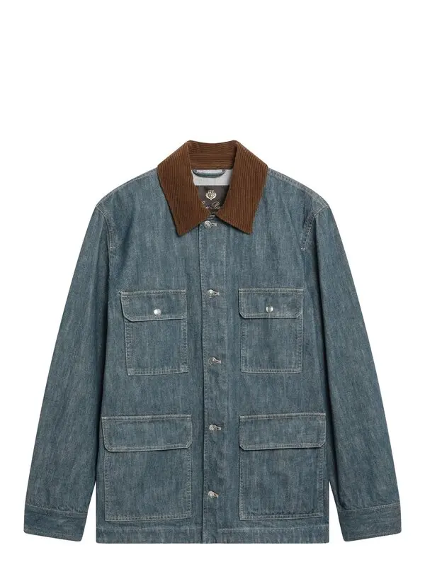 Loro Piana Cobh Jacket In Midnight Silk Denim - Blue