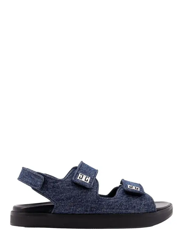 Givenchy Strap Flat Denim Sandals With 4g Metal Detail - Multicolor