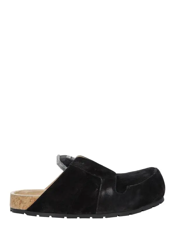 Balenciaga Dumbo Sabot In Distressed Suede Calfskin - Black