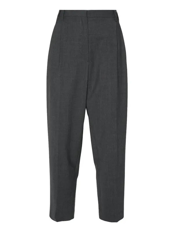 Brunello Cucinelli Wool Relaxed Fit Zip Closure Trousers - Multicolor