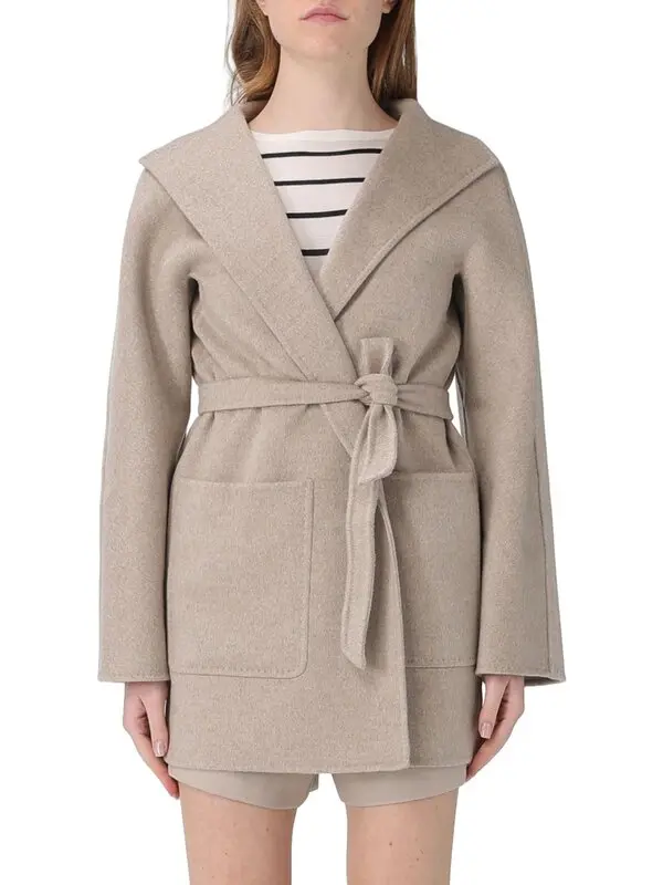 Max Mara Double Breasted Coat With Gold Metal Buttons - Cream