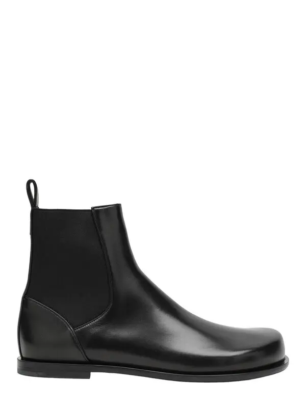 Fendi Ff Squared Leather Chelsea Boots - Black