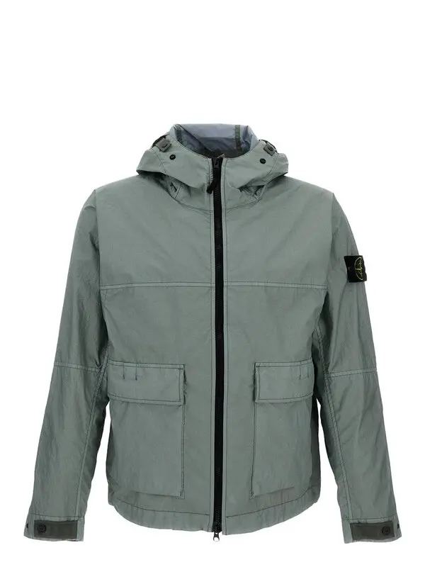 Stone Island Hooded Technical Fabric Short Parka - Multicolor