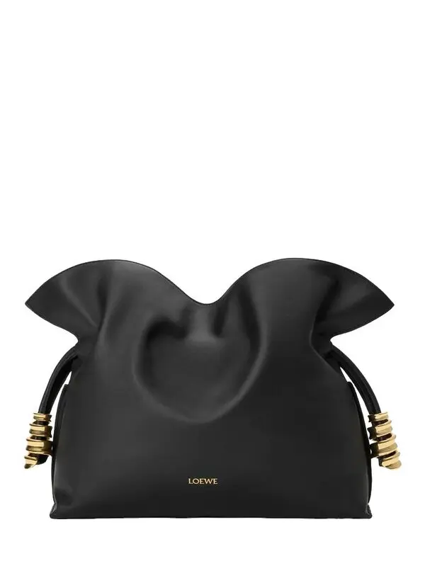 Loewe Medium Flamenco Clutch Bag In Calfskin Nappa - Black