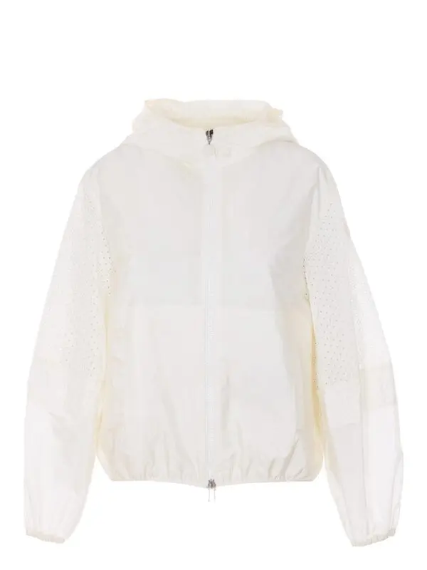 Moncler Zelkova Waterproof Hooded Jacket With San Gallo Detail - White