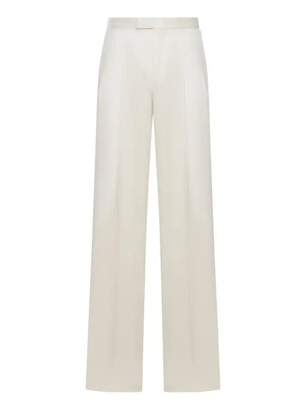 TOM FORD Silk Gabardine Trousers With Double Pleats - Cream
