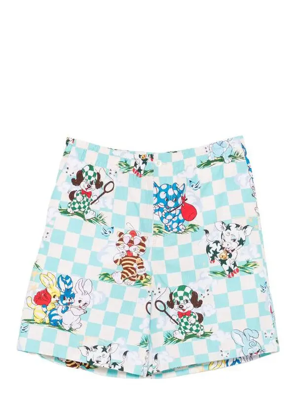 Kenzo Tailored Shorts With Graphic Print - Blue