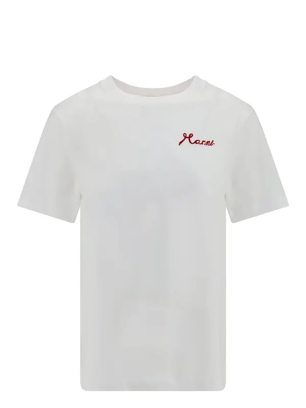 Marni Cotton T-shirt With Flocked Logo - White