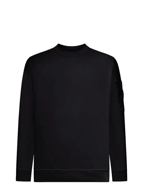 Stone Island Regular Fit Crew Neck Sweatshirt With Seasonal Pocket - Black