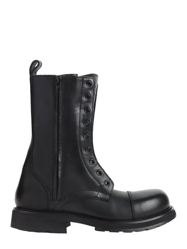 Balenciaga Truck Lace-up Leather Boots - Black