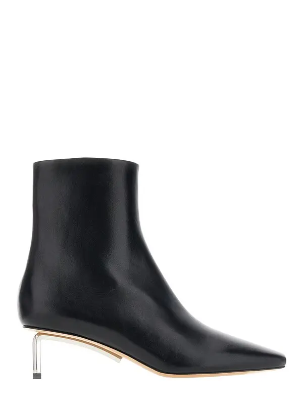 Off-White Black Leather Ankle Boots With Sculptural Heel - Multicolor