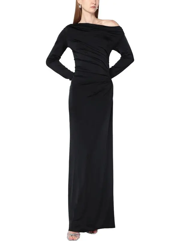Victoria Beckham Long Sleeve Ruched Dress - Black