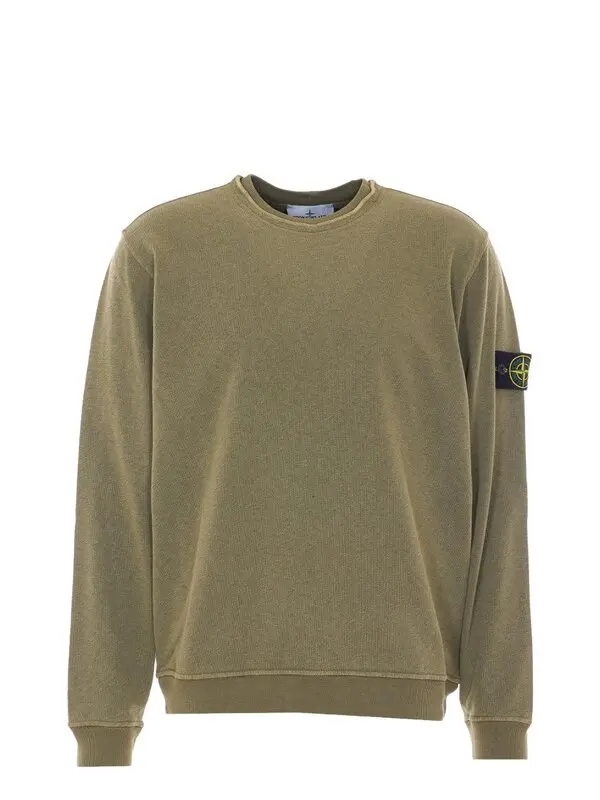 Stone Island Logo Patch Crewneck Sweatshirt - Green