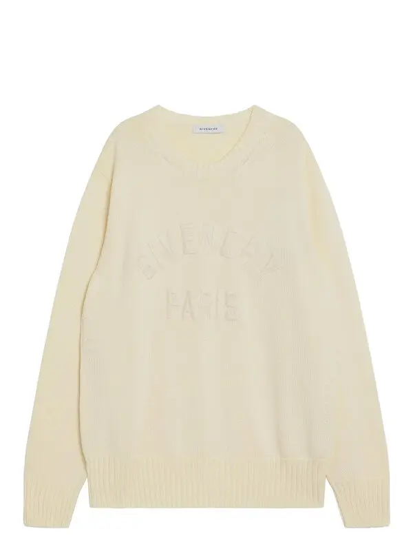 Givenchy Crew Neck Sweater In Cotton With Embossed Logo - Multicolor