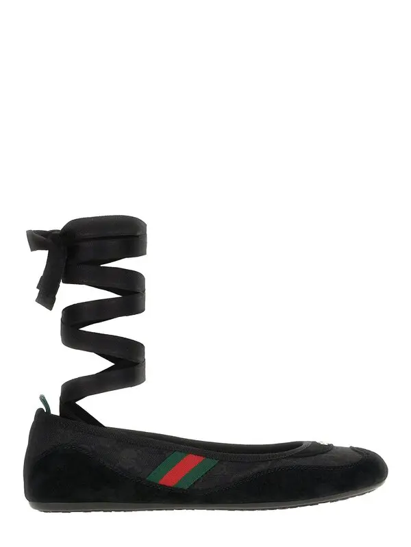 Gucci Ballet Flats With Ribbon Fastening - Multicolor