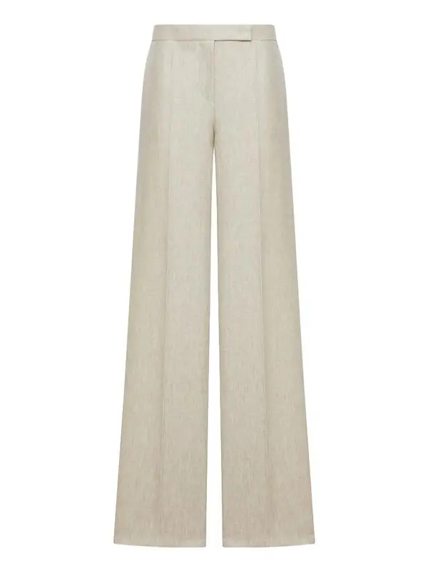 Max Mara Wide Leg Linen Drill Trousers - Multicolor