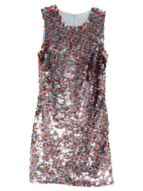 JW Anderson Sequined Round Neck Dress - Blue