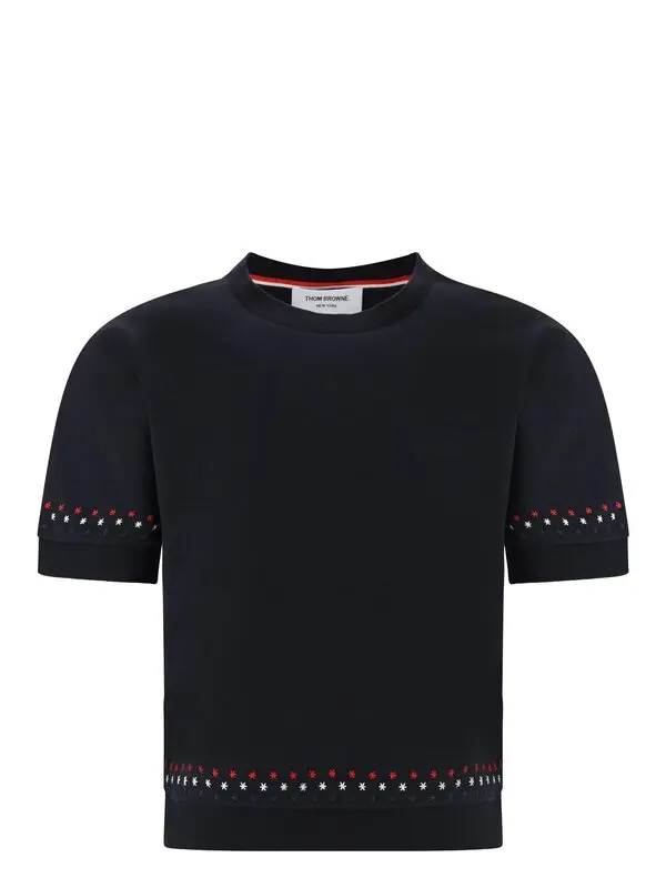 Thom Browne Snowflake Embroidered T-shirt - Black