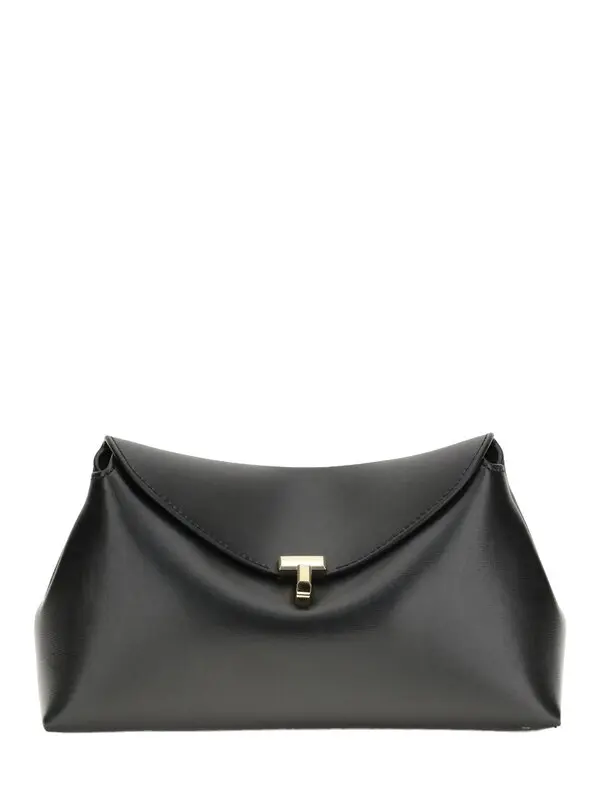 TOTEME T-lock Clutch In Smooth Leather - Black