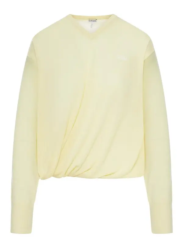 Loewe Draped Merino Wool V-neck Sweater - Multicolor