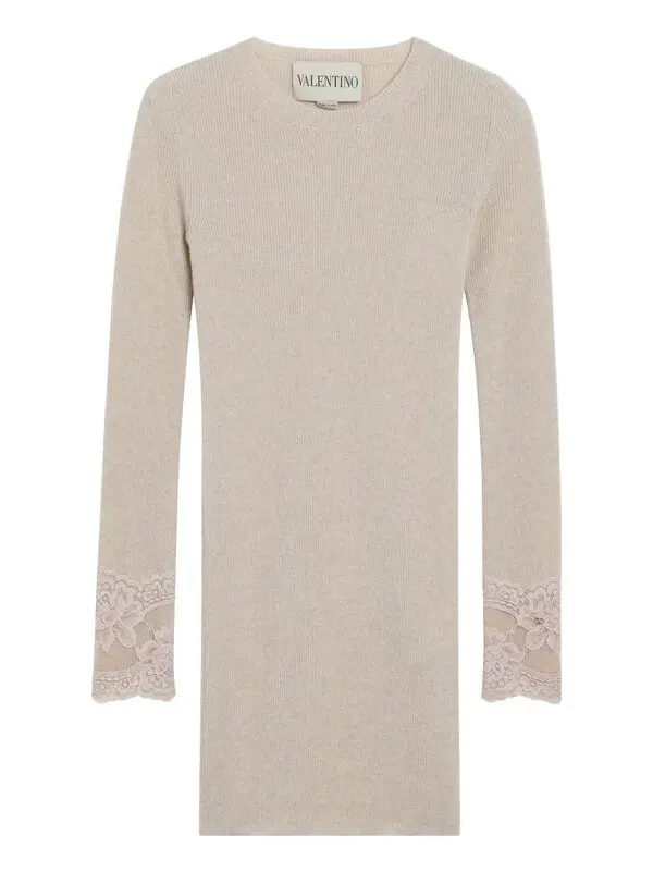 Valentino Garavani Cashmere Sweater With Lace Cuffs - White