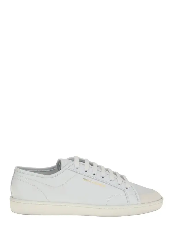 Saint Laurent Lace-up Leather Sneakers - White