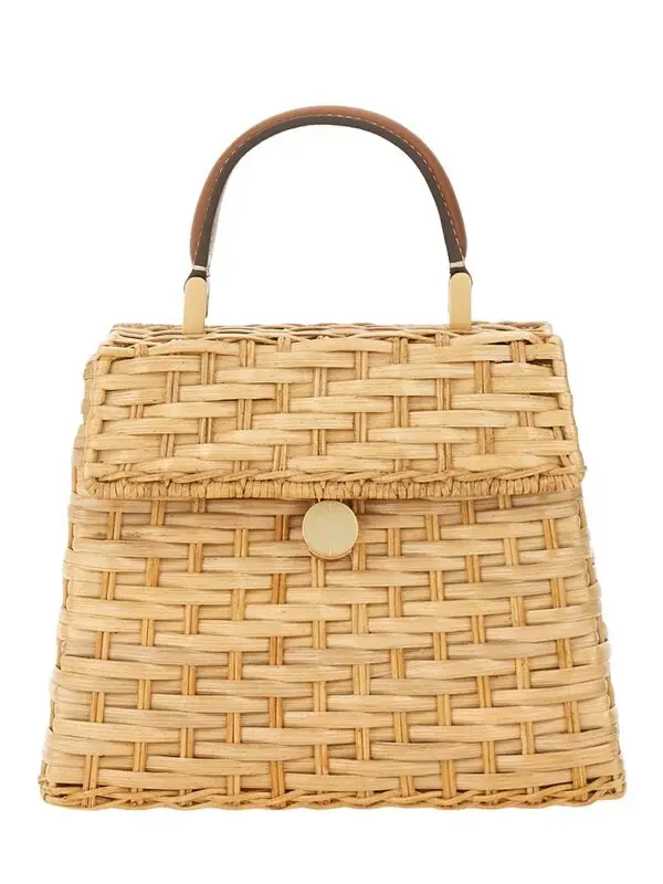 Cult Gaia Sybil Woven Rattan Top Handle Bag - Cream