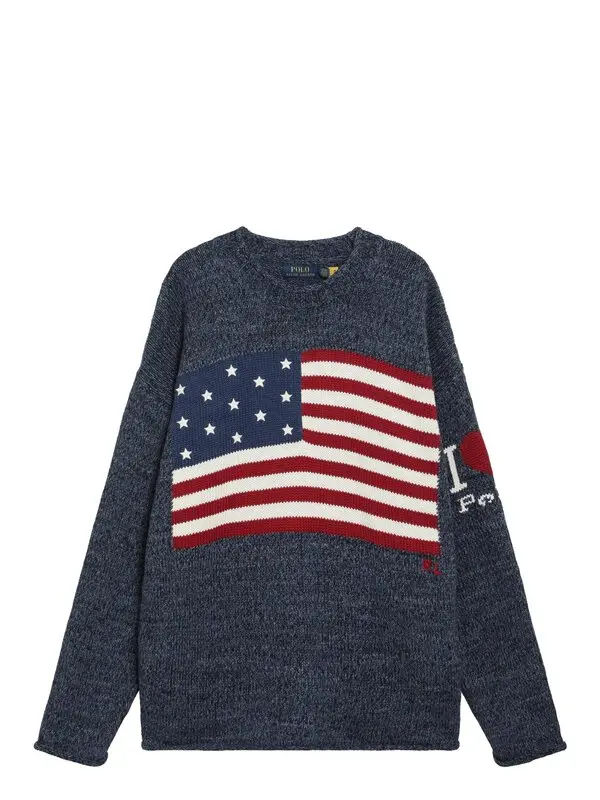 Polo Ralph Lauren I Love Polo" Flag Sweater - Blue