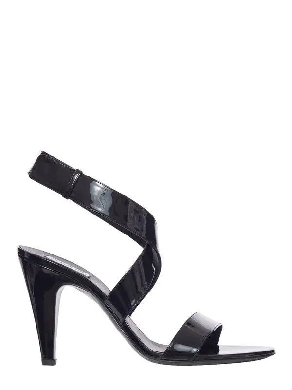 Alaïa Cone Heel Sandals In Patent Calfskin - Black