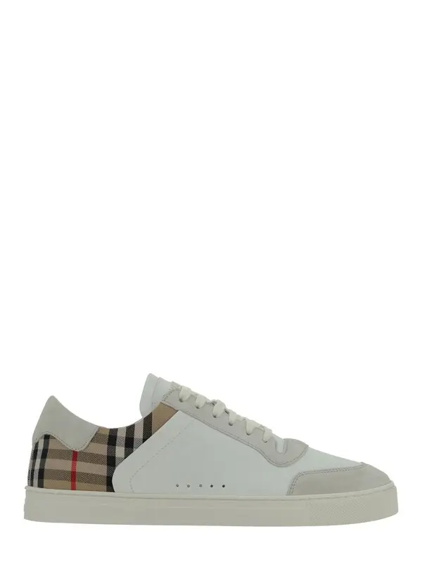 Burberry Calfskin Stevie Sneakers With Check Archive Pattern - White