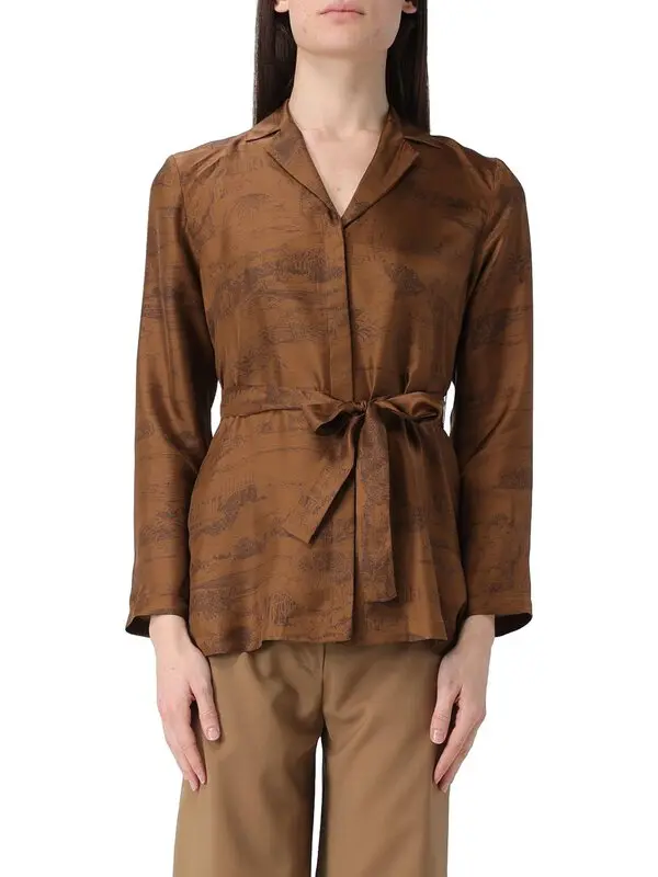 Max Mara Printed Belted Shirt - Brown