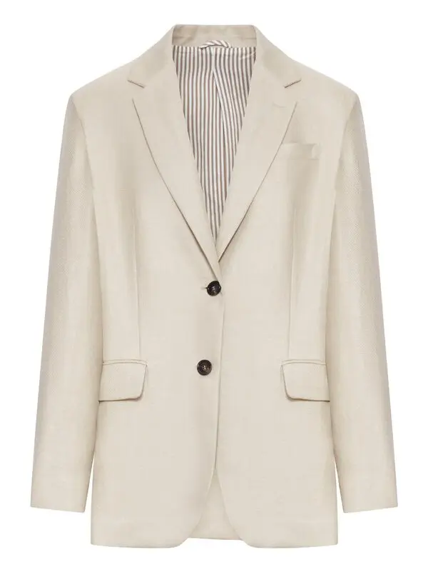 Brunello Cucinelli Single-breasted Tailored Linen Jacket - Multicolor