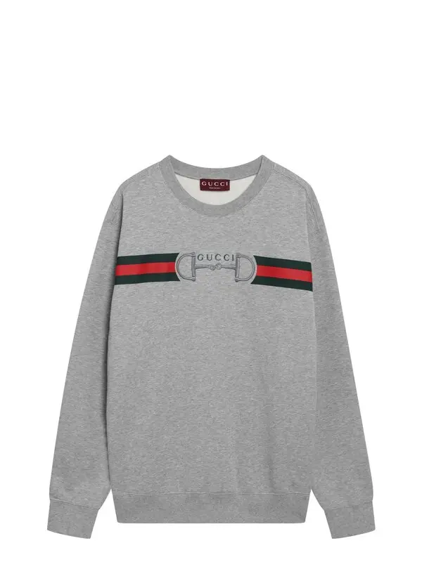 Gucci Grey Cotton Jersey Sweatshirt With Logo Print - Gray